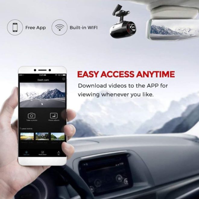 1296P Super HD Dashboard Camera And Built-in WiFi with APP In Black